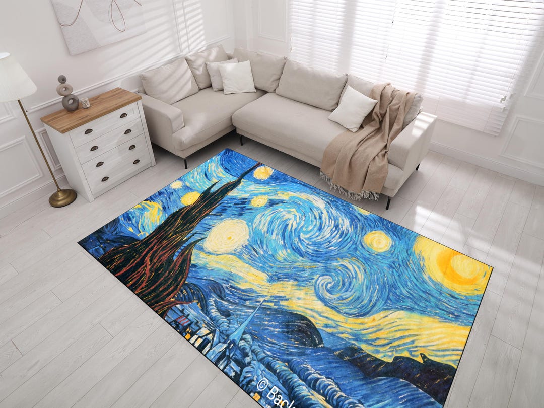 Starry Night Rug: Van Gogh Painting, Colorful Art Rug - Etsy