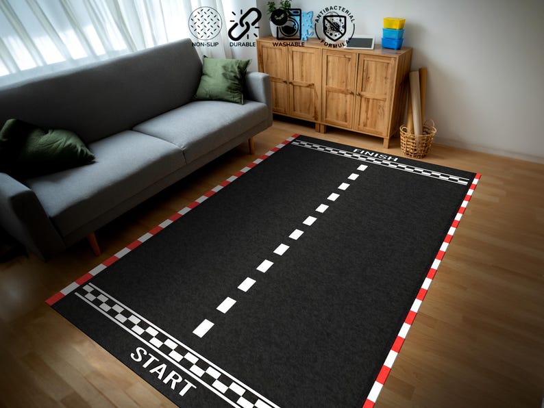 Race Track, Race Track Rug, Start Line, Finish Line, Boys Room Rug ...