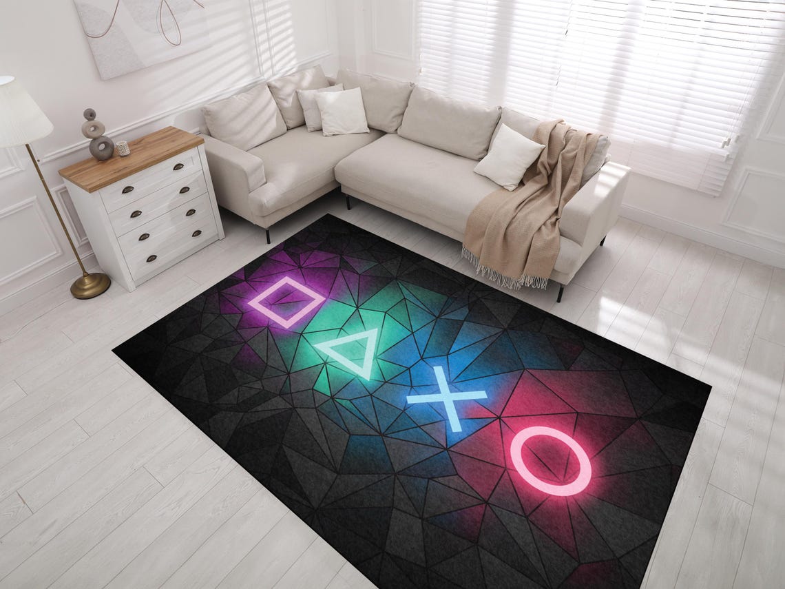 Joystick Pattern Rug, Controller Rug, Video Game Carpet, Console Rug ...
