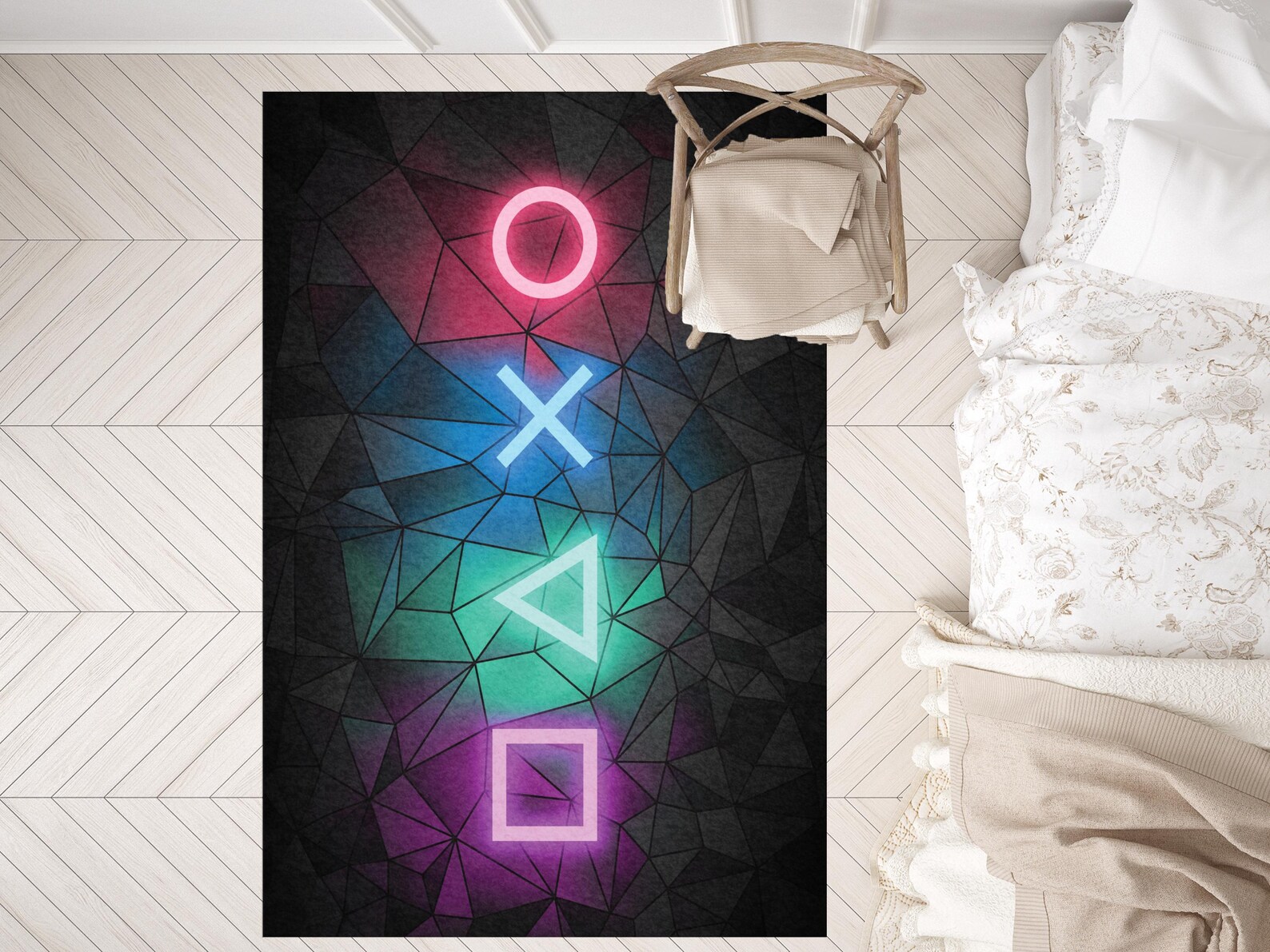 Joystick Pattern Rug, Controller Rug, Video Game Carpet, Console Rug ...