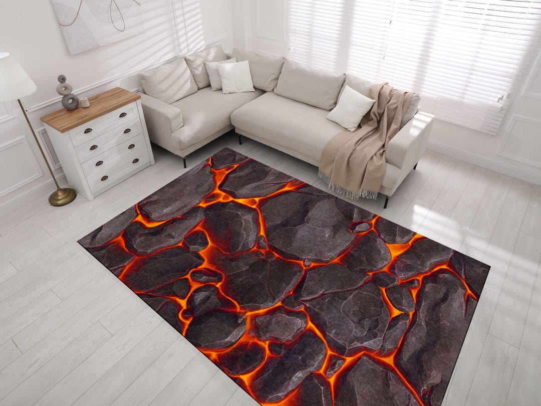 Hot Lava Rug, Hot Lava Stones Rug, Fire Lava Rug, Volcano Carpet ...