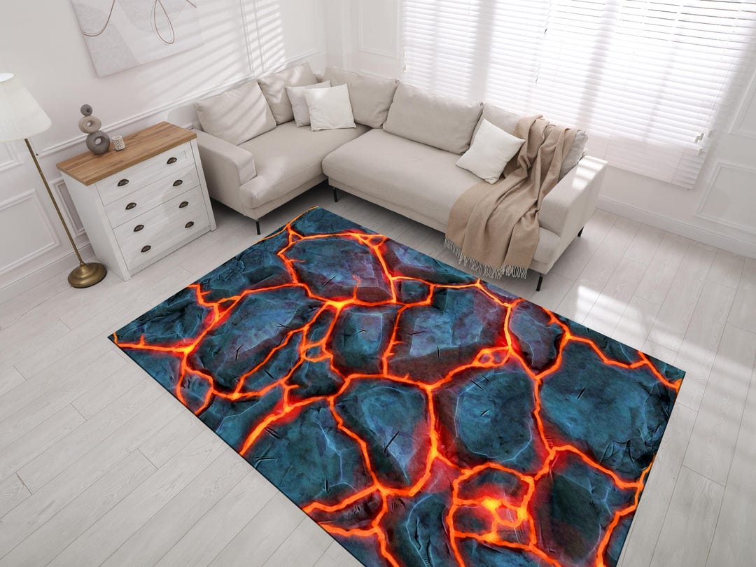 Lava Rug, Light Lava Carpet, Hot Lava Rug, Volcano Carpet, Living Room ...