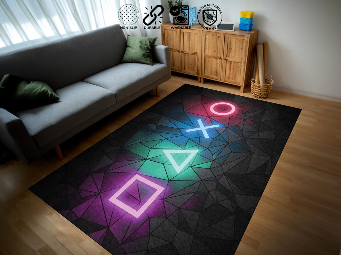 Joystick Pattern Rug, Controller Rug, Video Game Carpet, Console Rug ...
