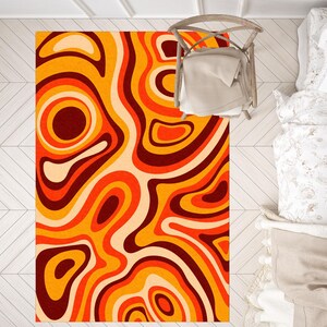Colorful Retro Area Rug: Wavy Bohemian Style - Etsy