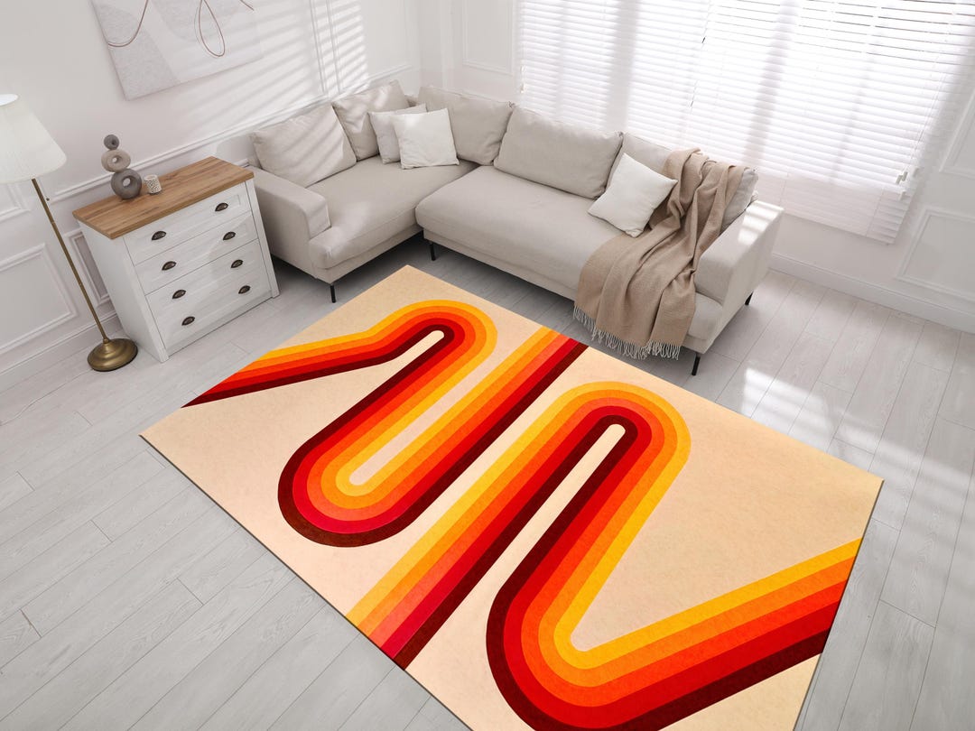 Art Retro Rug, Popular Retro Rug, Mid Century Rug, Retro Style Rug ...