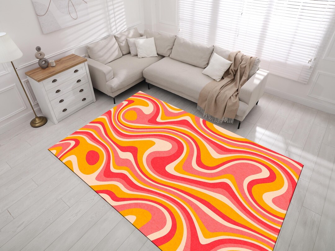 Retro Vibes, Colorful Retro Rug, Hippie Retro Rug, Retro Style Rugs ...