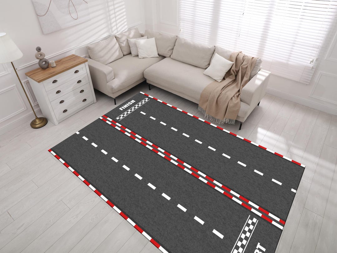 Kids Play Rug, Race Track, Race Track Rug, Start Line, Finish Line ...