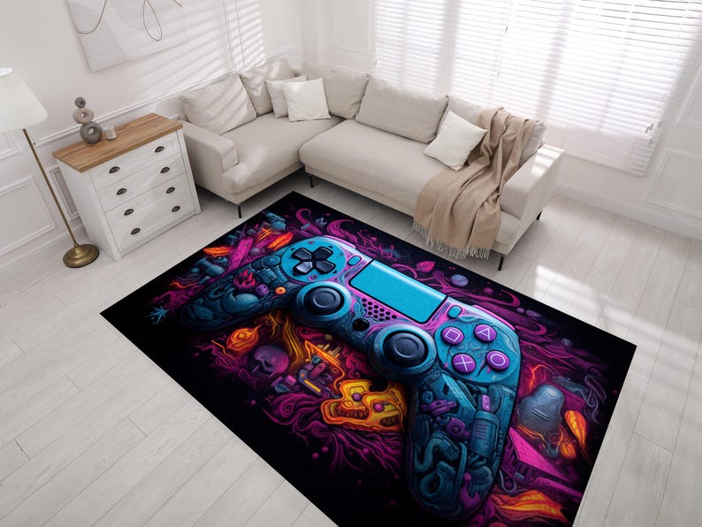 Game Controller Rug, Colorful Rug, Gamer Console Rug, Gift Gamer Rug ...