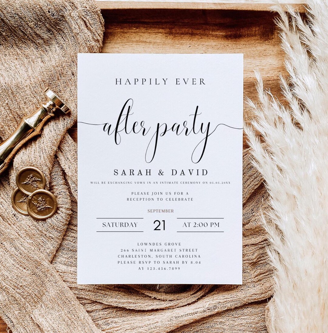 Reception Party Invitation, Happily Ever After Party Invite, Minimalist ...