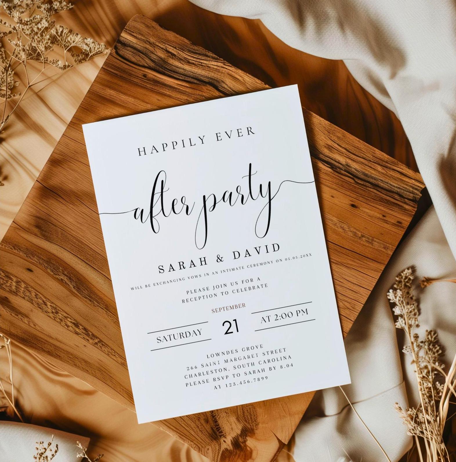 Reception Party Invitation, Happily Ever After Party Invite, Minimalist ...