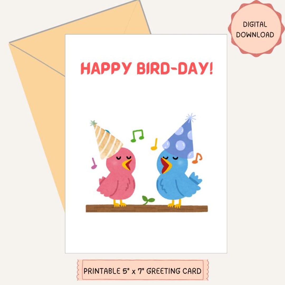 Happy Bird-day! | Printable Birthday Card - Etsy