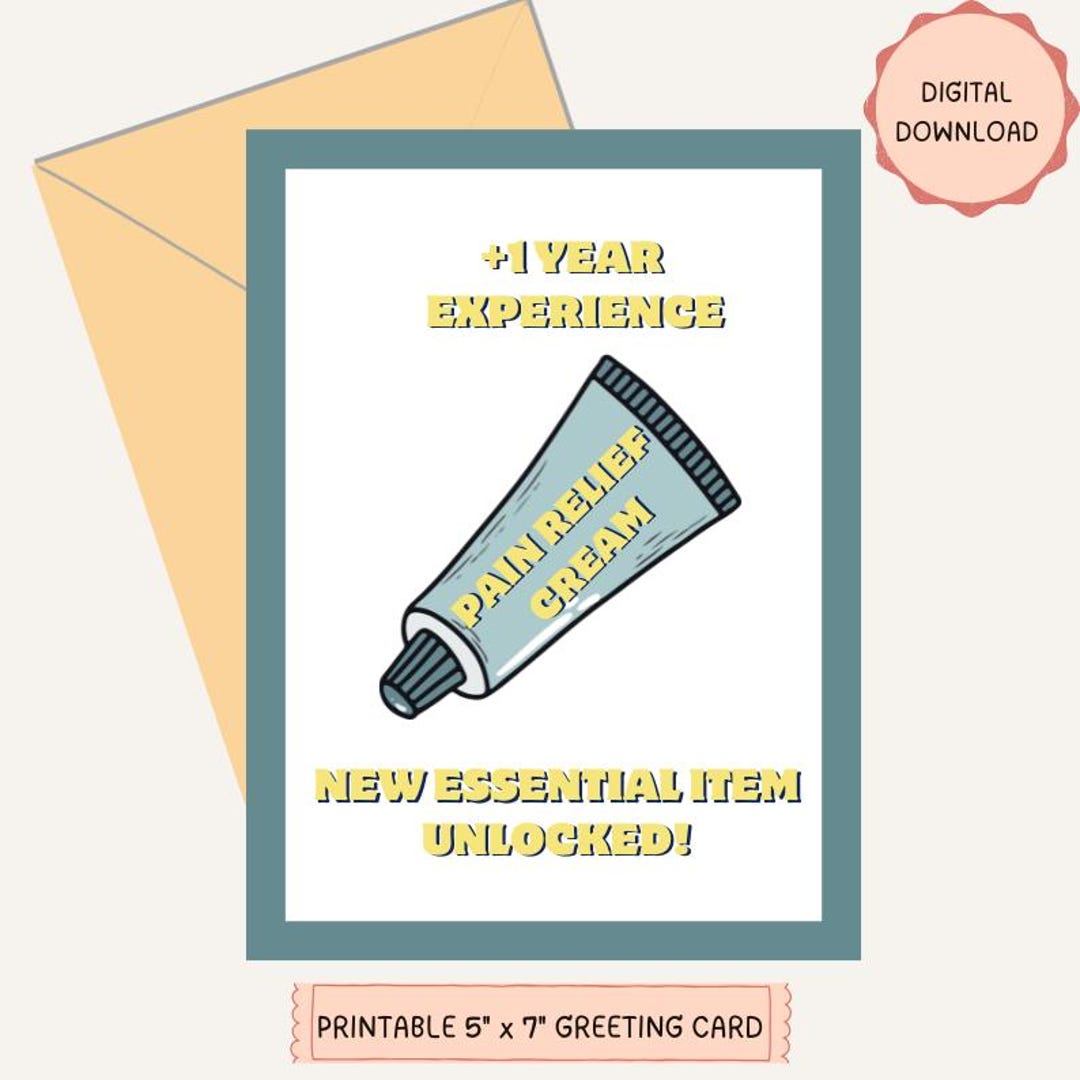Level up Birthday Card | Pain Relief Cream | Printable Birthday Card - Etsy