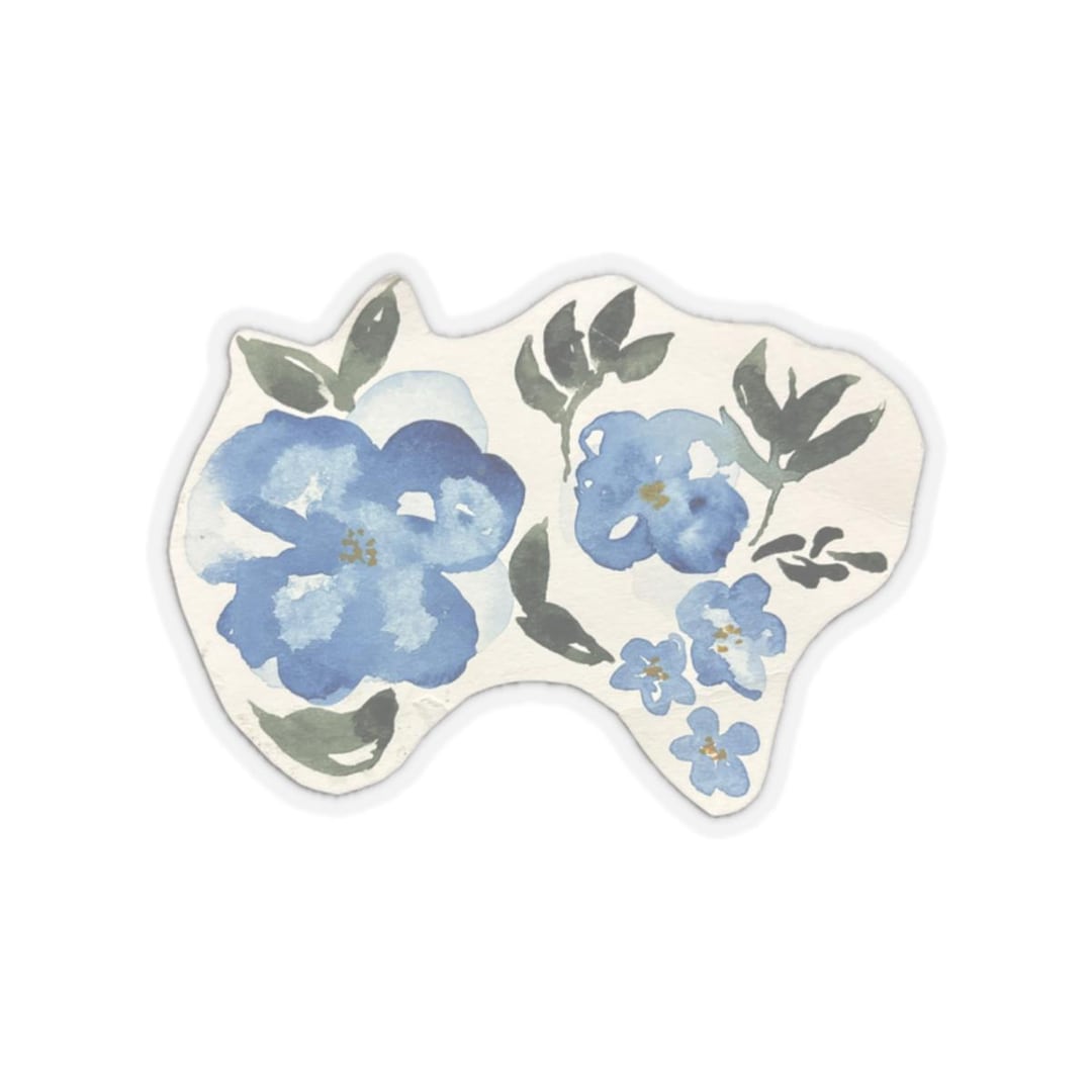 Blue Flower Stickers Floral Vinyl for Laptop, Water Bottle, Journal ...