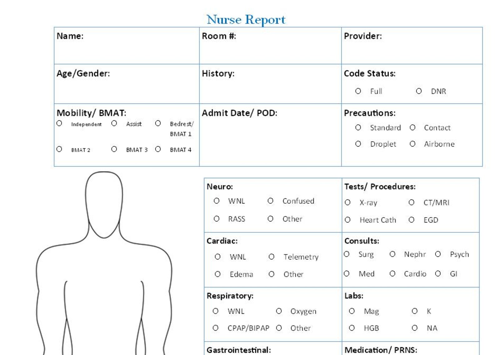 Med/surg Nurse Report Tool - Etsy