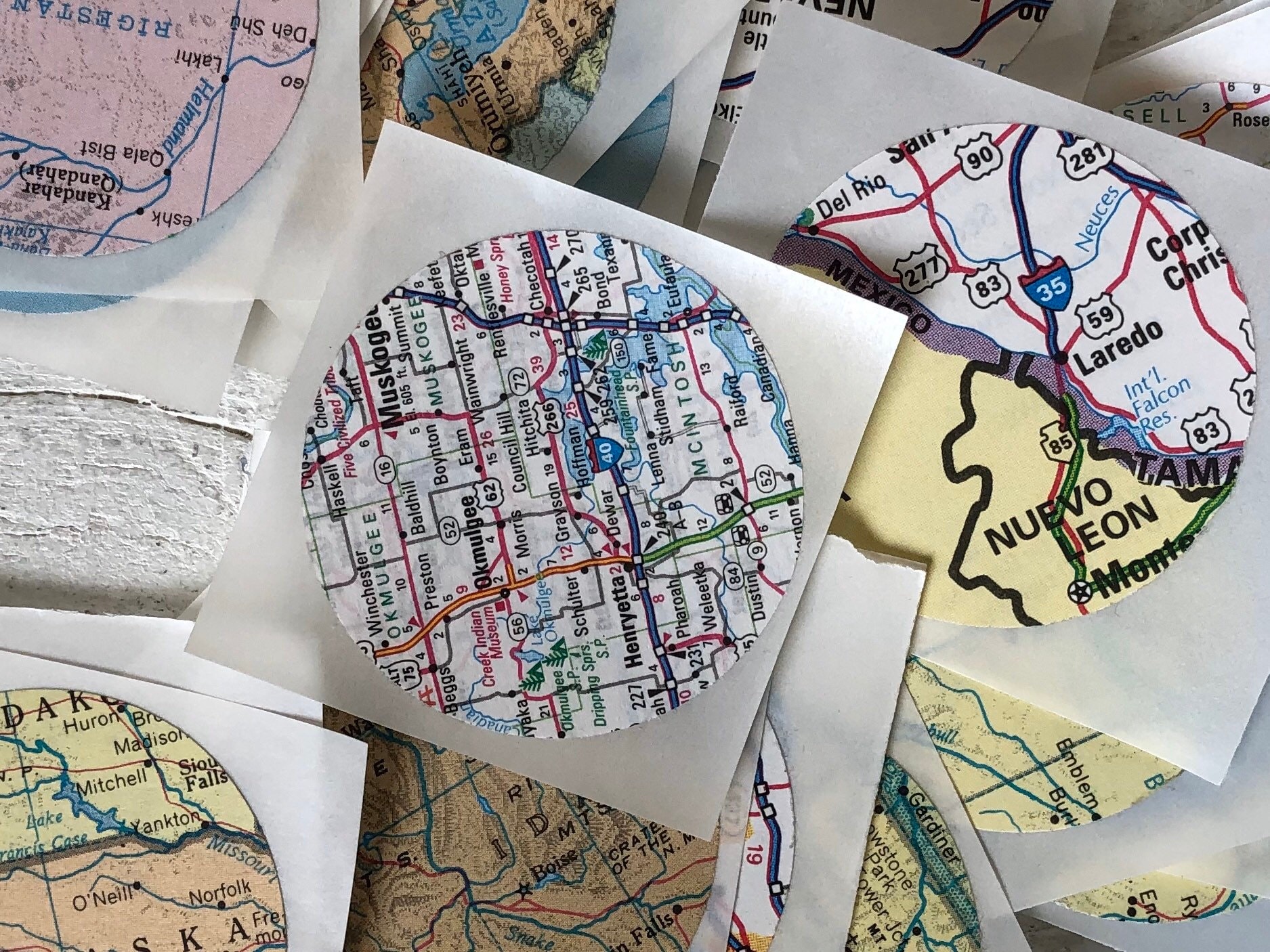 Vintage 2 Round Map Stickers Set of 30 Vintage Round - Etsy