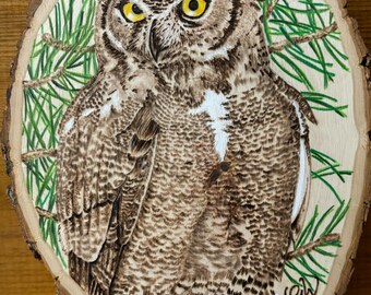 Floral Owl Pyrography Art Piece - Etsy