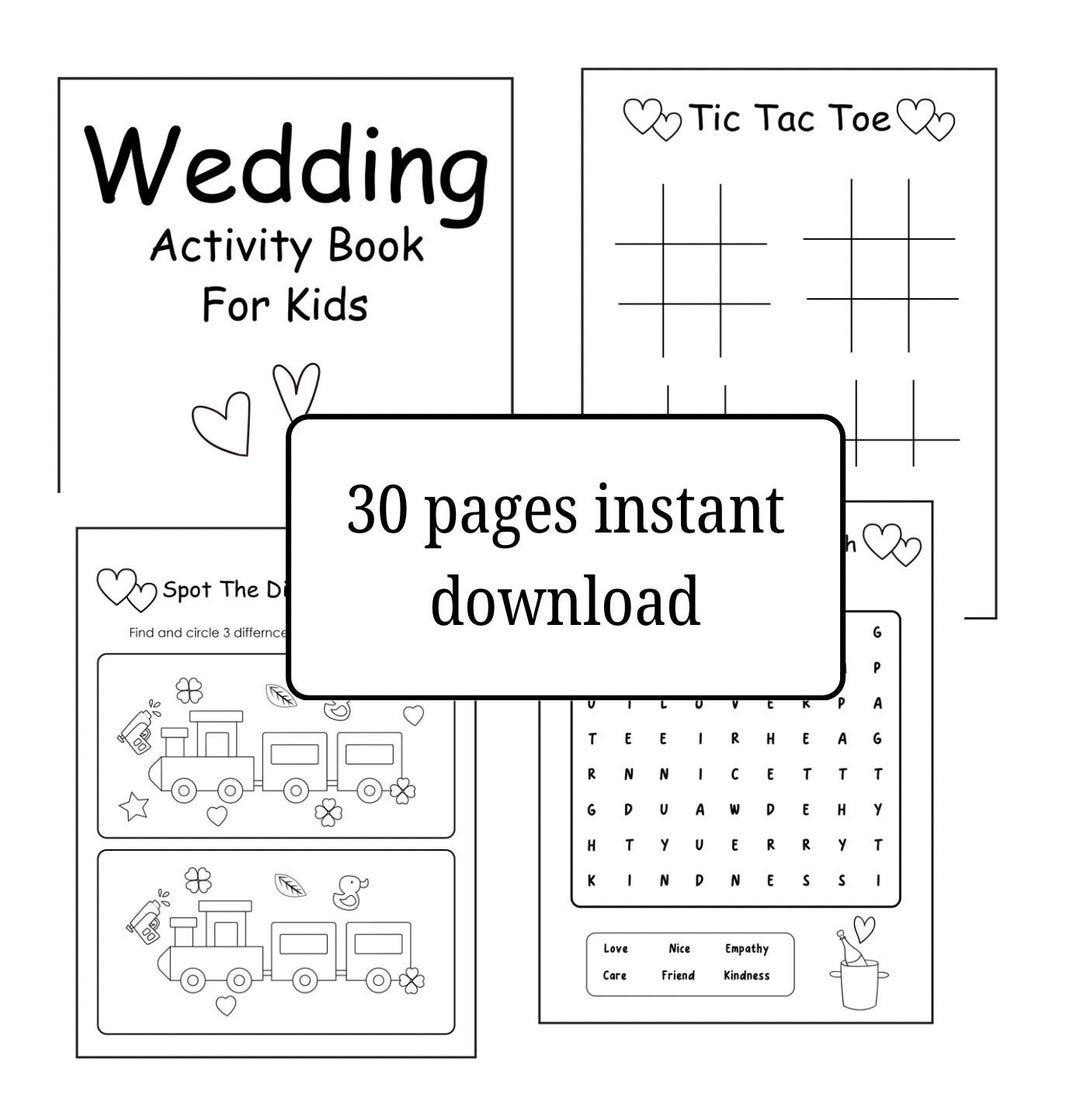Kids Wedding Activity Book Games Printable Instant Download Childrens ...