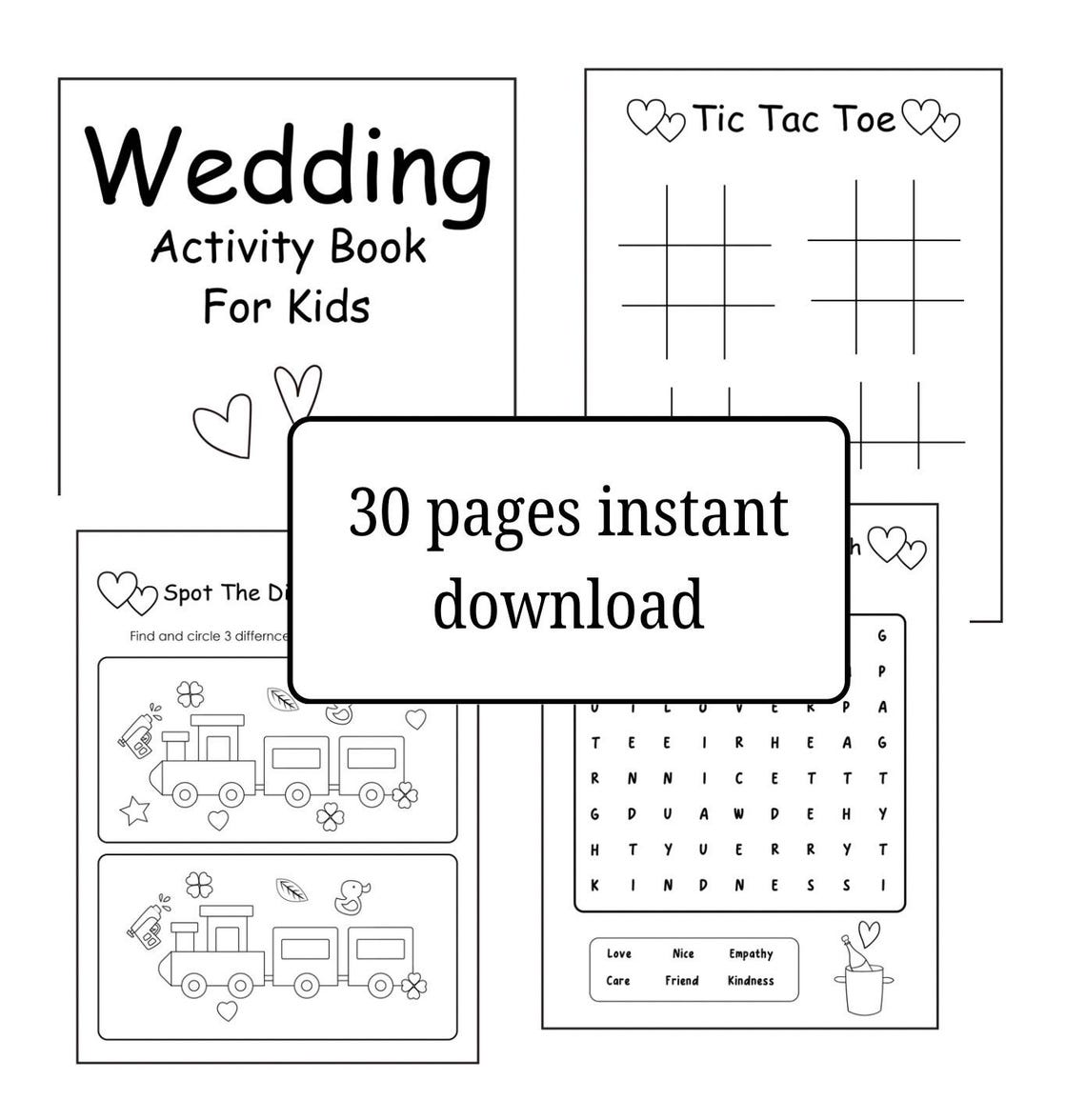 Kids Wedding Activity Book Games Printable Instant Download Childrens ...