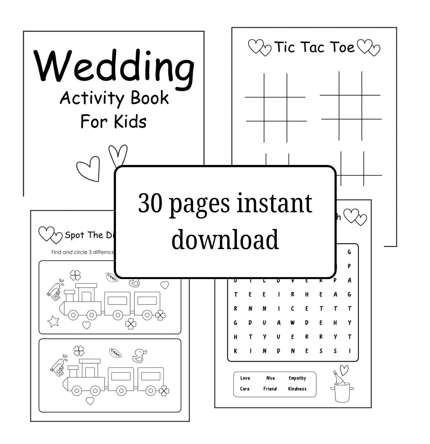 Kids Wedding Activity Book Games Printable Instant Download Childrens ...