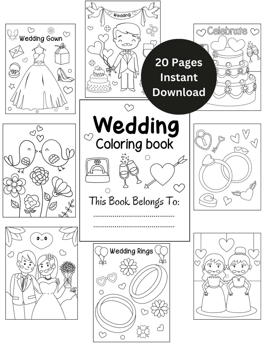 Kids Wedding Activity Book Games Printable Instant Download Childrens ...