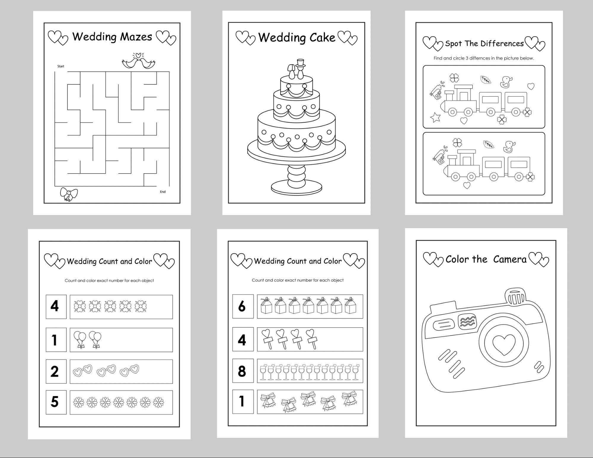 Kids Wedding Activity Book Games Printable Instant Download Childrens ...