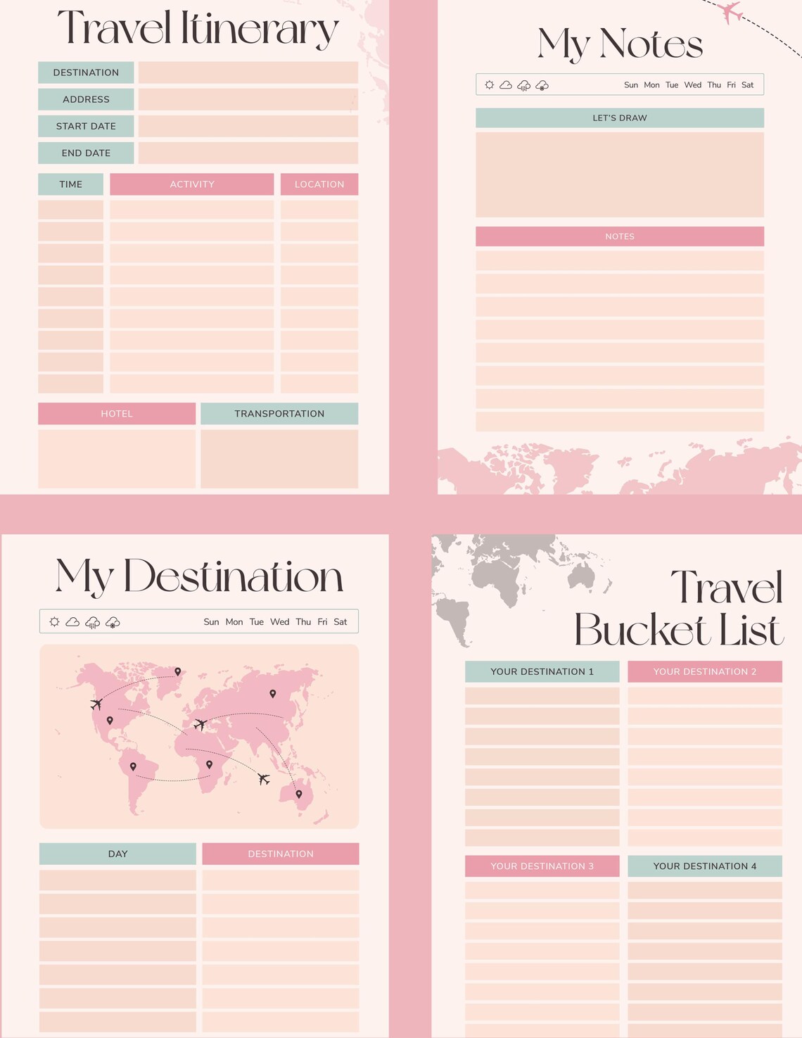 Printable Travel Planner | Digital Trip Organizer for Goodnotes ...