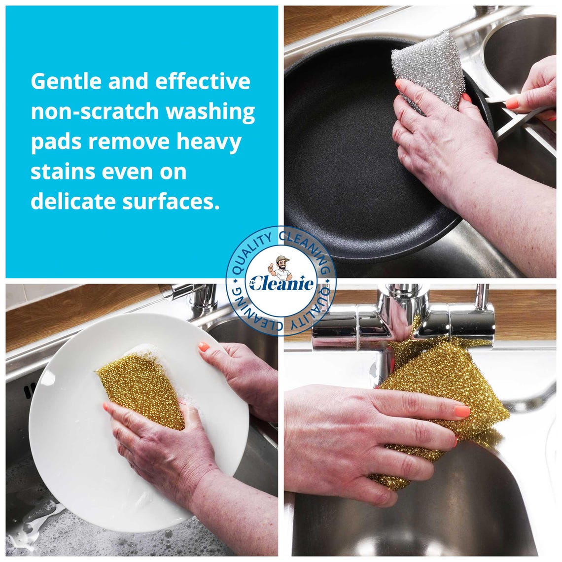 Mr Cleanie Metalised Washing Pads( 2 Pack ) Non- Scratch Pad Perfect ...