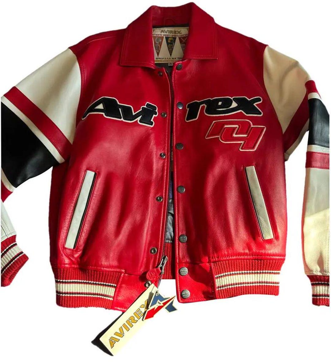 Man's AVIREX Jacket Handmade Motorcycle Leather Jacket Red Leather Moto ...