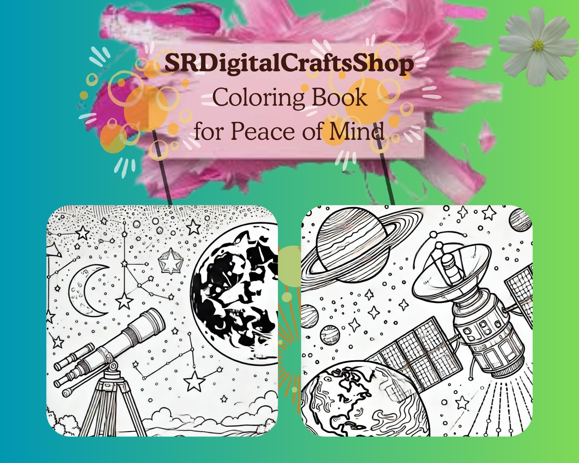 Space Adventures Coloring Pages for Kids: 7-page Printable (digital ...