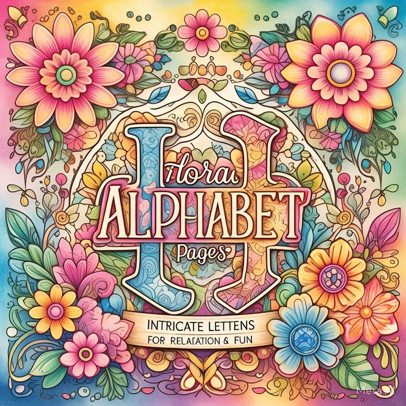 Floral Alphabet Colouring Pages | Intricate Letter Designs for ...