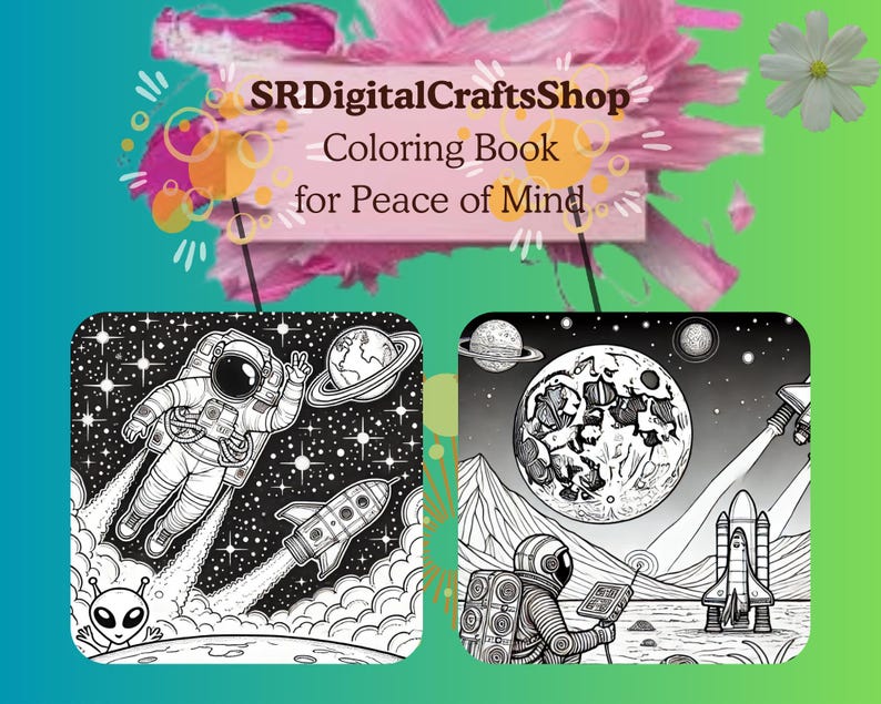 Space Adventures Coloring Pages for Kids: 7-page Printable (digital ...