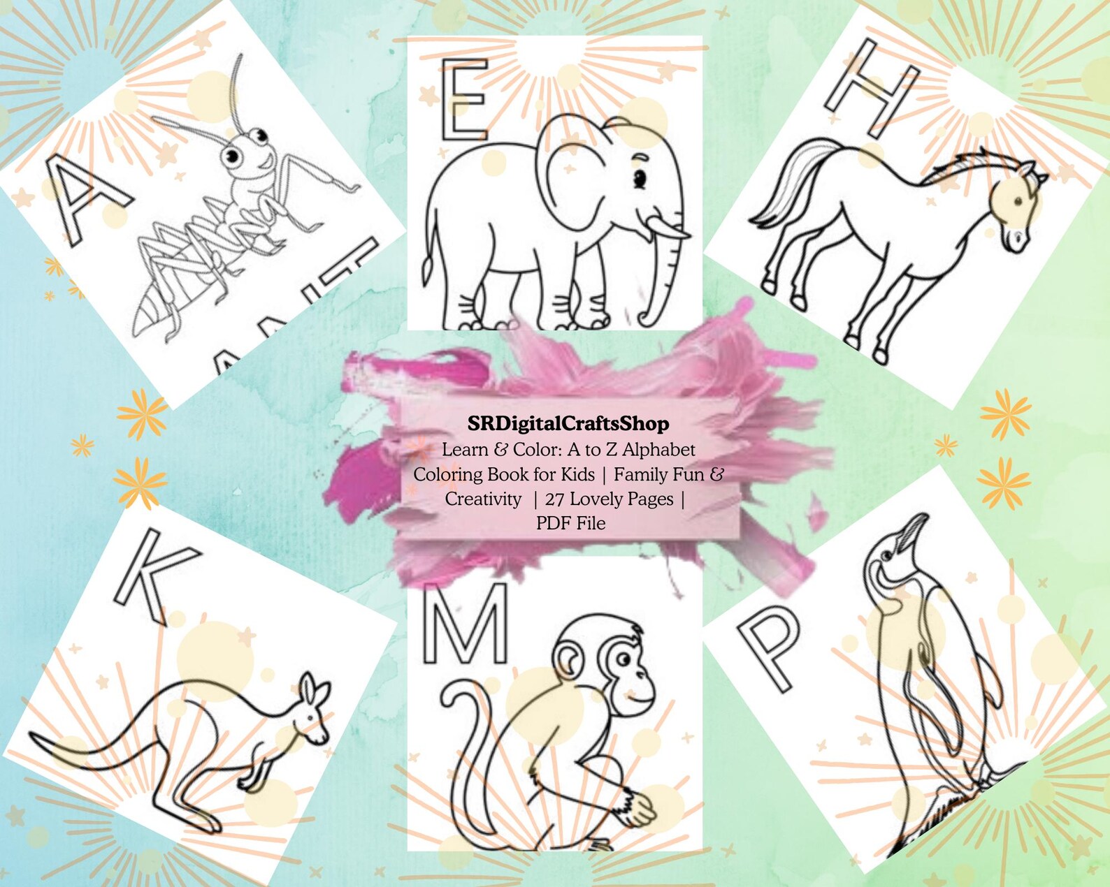 Learn & Colour | A to Z Alphabet Colouring Book for Kids | 27 Pages ...