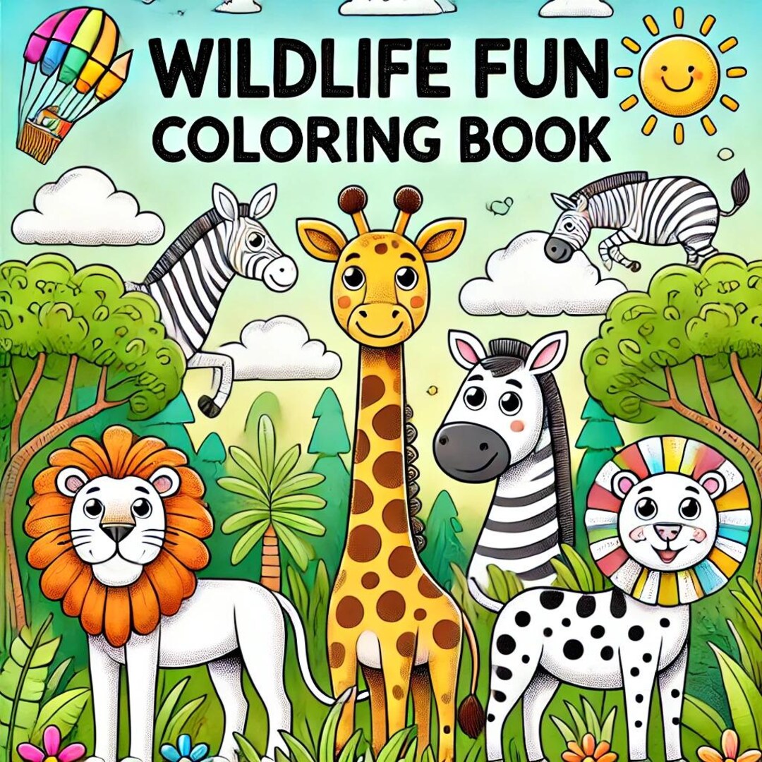 Wildlife Fun Colouring Book | Super Cute Designs of Animals | 8 Pages ...