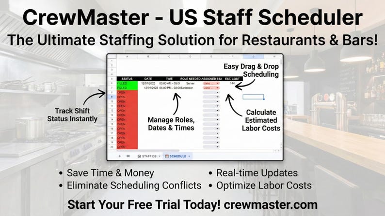 Automated Staff Planner Google Sheets Template | Employee Shift ...