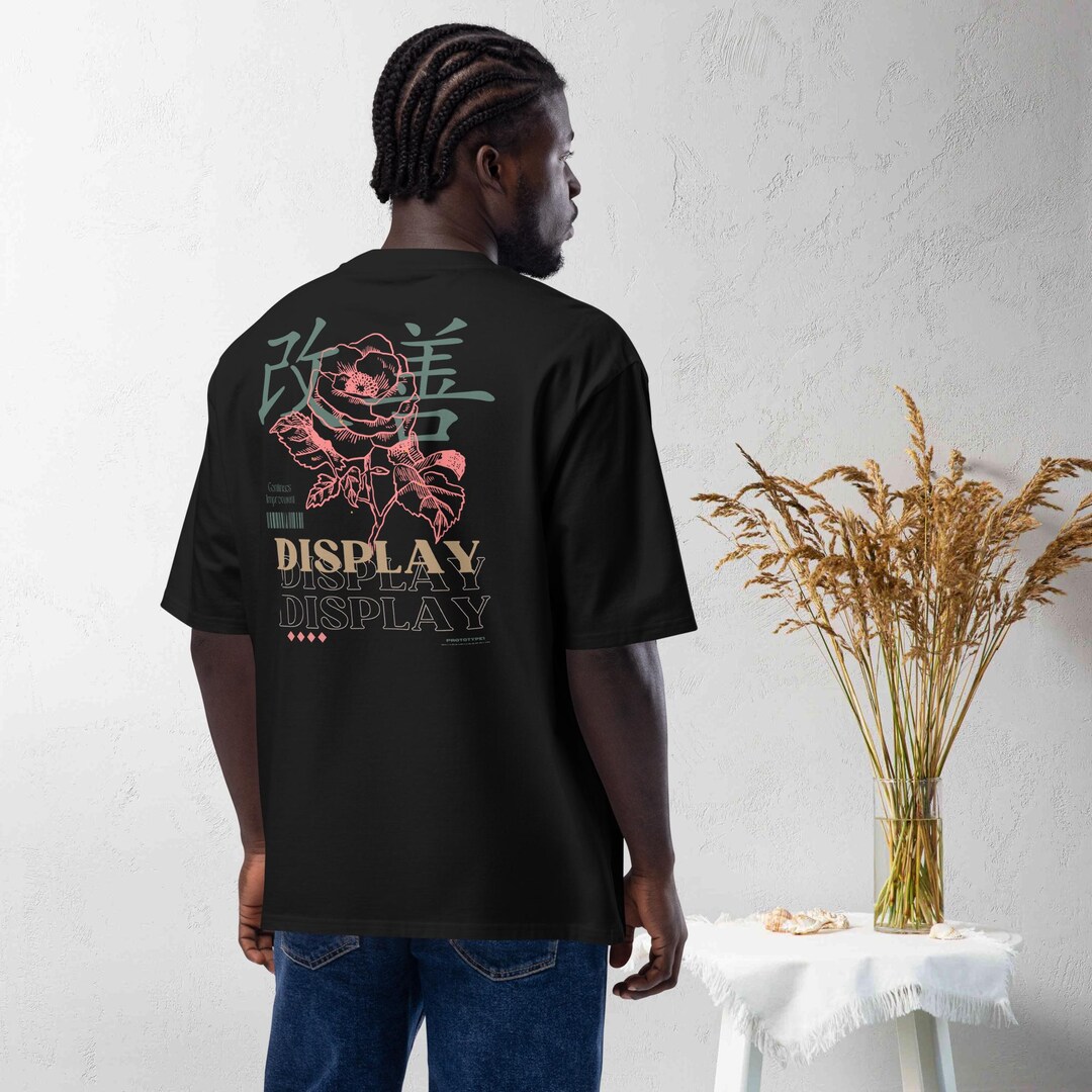 Mens Black Oversized Kaizen Rose Heavyweight Graphic T-shirt - Etsy