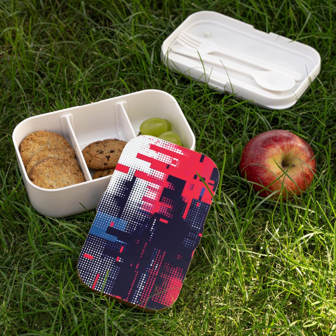 Pixelated Surreal Bento Lunch Box Red/black/blue Office Lunch, Back to ...