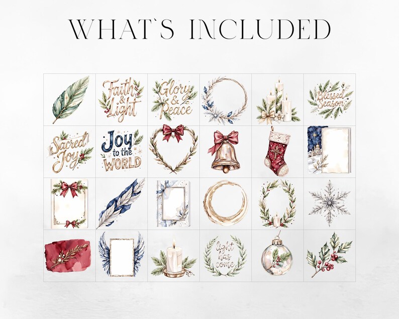 Faith & Devotion Clipart Set, Christian Christmas Watercolor Pngs - Etsy