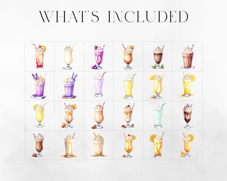 Watercolor Milkshake Clipart Bundle, 160 PNG Files (commercial Use) - Etsy