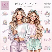 Watercolor Clipart, Boy Slumber Party, Sleep Over, Pancake, Pj, Video ...