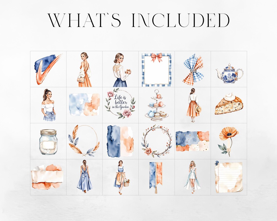 Spring Garden High Tea Watercolor Clipart Set, Elegant Tea Party ...