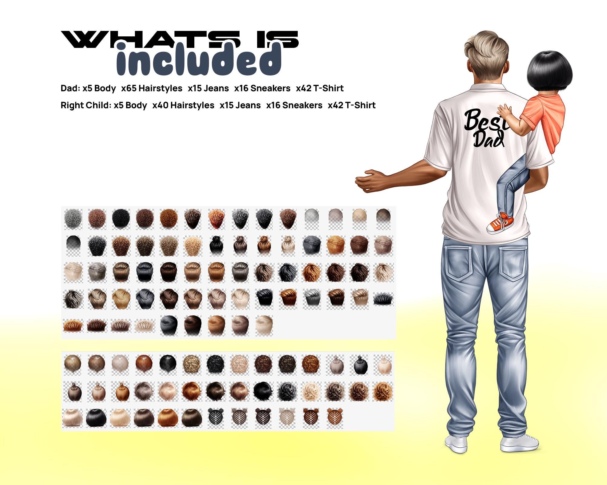 Custom Family Portrait Creator Clipart – Mom, Dad, Kids (581 PNG Files ...