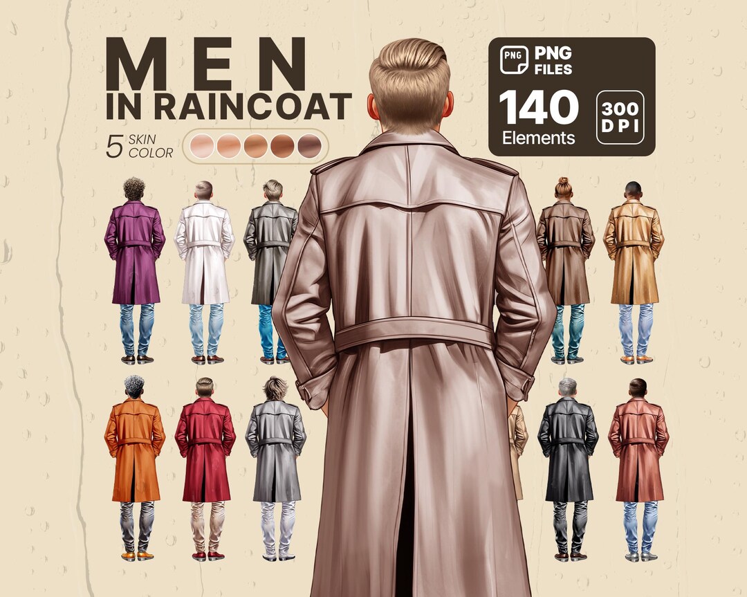 Men in Raincoat Clipart Bundle | DIY Illustration (digital Download) - Etsy