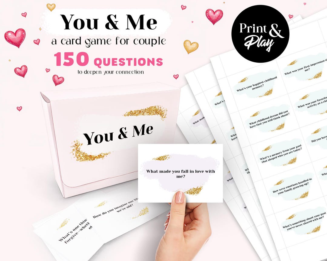 You and Me Printable Couple Card Game With 150 Deep Connection ...