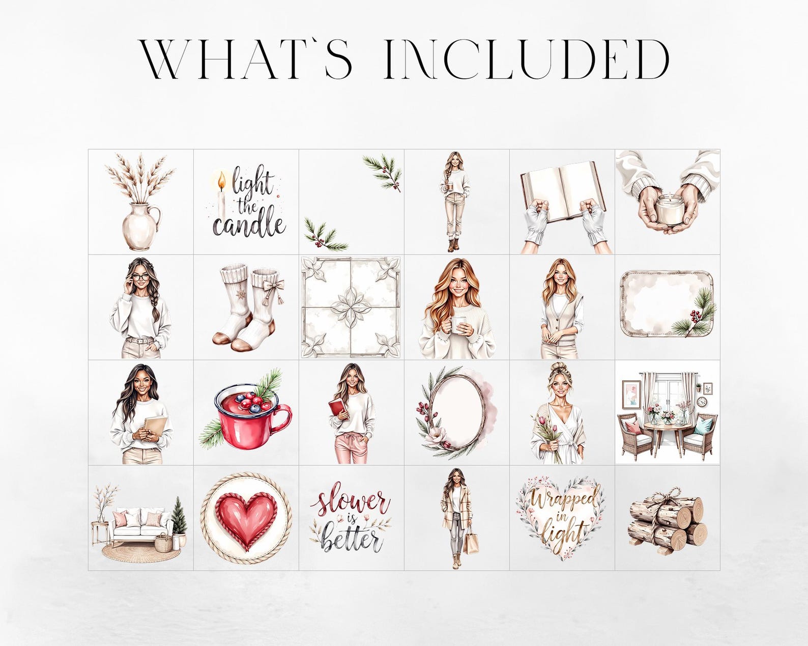 Nordic Winter Hygge Watercolor Clipart Set With Cozy Scandinavian Home ...