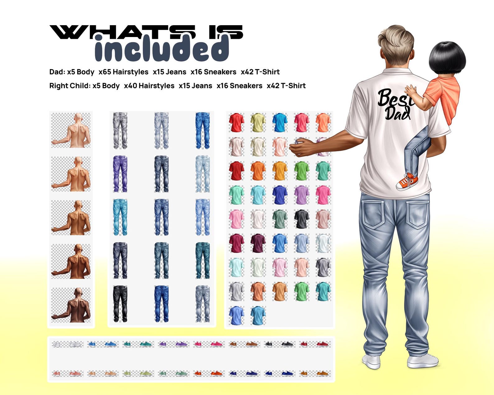 Custom Family Portrait Creator Clipart – Mom, Dad, Kids (581 PNG Files ...