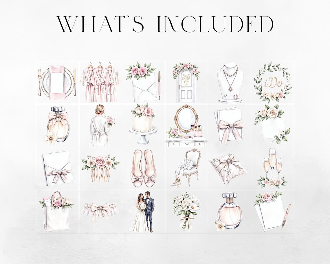 Bride Getting Ready Clipart Kit, Bridal Morning Wedding Prep Watercolor ...