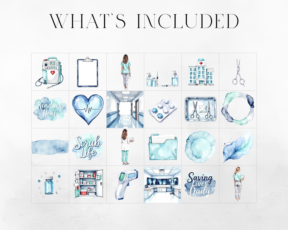 Medical Heroes Watercolor Clipart Set With Nurse and Doctor Healthcare ...