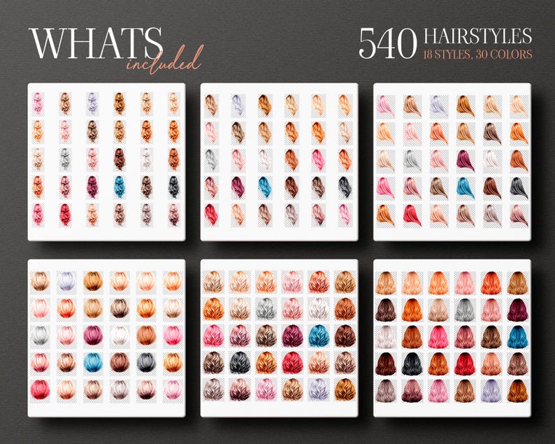 Watercolor Hairstyles Clipart Set – DIY Bridal Hair Graphics (PNG Files ...