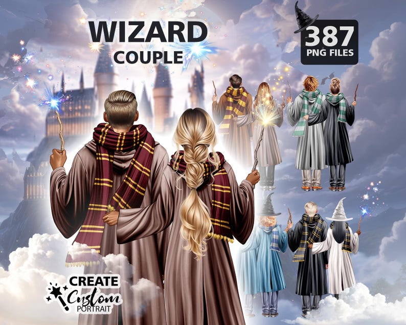 Wizard Couple Clipart Bundle – Magical PNG Files, Custom Digital Art - Etsy