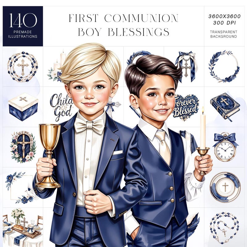 Blue First Communion Clipart - Etsy UK